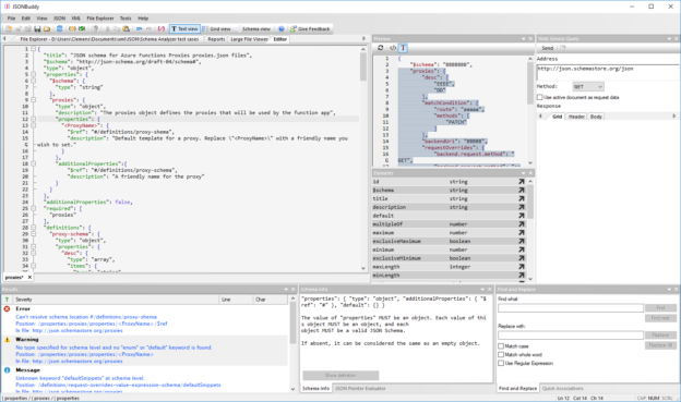 JSONBuddy editor layout for schema files | XML Tribune